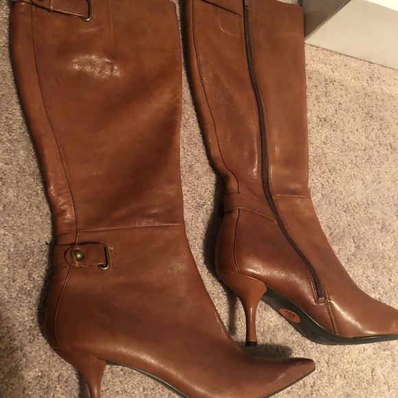 Nine West Shoes Tan Leather Nine West Calf Boots Poshmark